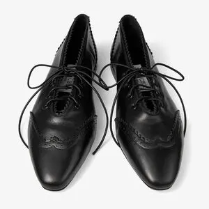 JIMMY CHOO Margot Lace Up Flat With Brogue Detailing