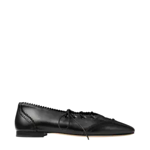 JIMMY CHOO Margot Lace Up Flat With Brogue Detailing - Black