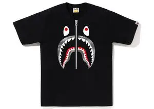 A BATHING APE Honeycomb Camo Shark Tee Shirt - Black/grey