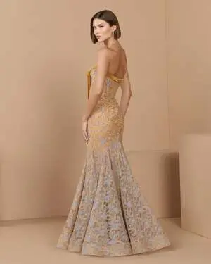 MAC DUGGAL COLLECTION Embroidered Lace Strapless Gown