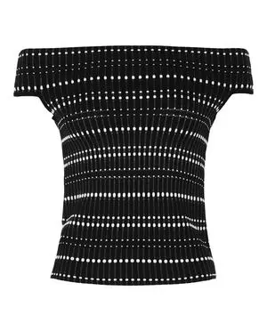 Alexander McQueen Offtheshoulder Stitch Dot Crop Top Crop Top - Black White