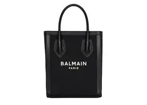 Balmain Leather Trimmed Tote Bag - Black