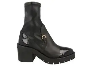 FERRAGAMO Selyna Mixed Leather Stretch Ankle Boots - Black