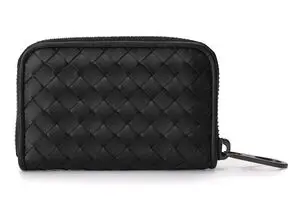 Bottega Veneta Intrecciato Leather Coin Purse - Black