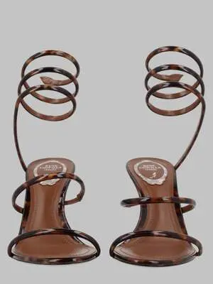 Rene Caovilla Cleo Spiral Heel Sandals - Brown