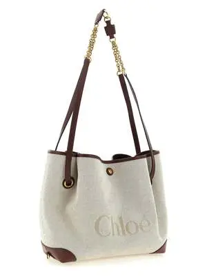 Chloé Clover' Cotton Canvas Shoulder Bag - White