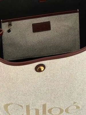 Chloé Clover' Cotton Canvas Shoulder Bag - White