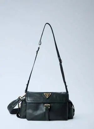 Prada Medium Shoulder Bag With Flap - Black