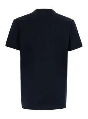 Dolce & Gabbana Blue Crew Neck T-shirt With Logo Embroidery On The Front In Cotton For - Multicolor