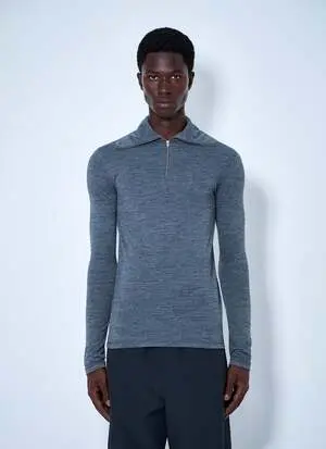 JIL SANDER Half-zip High Neck Long Sleeve Top - Gray