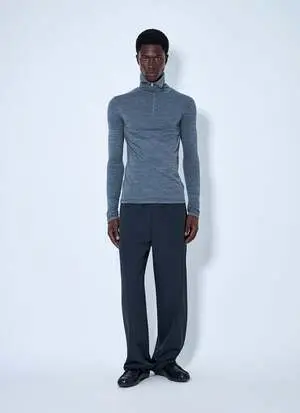 JIL SANDER Half-zip High Neck Long Sleeve Top - Gray