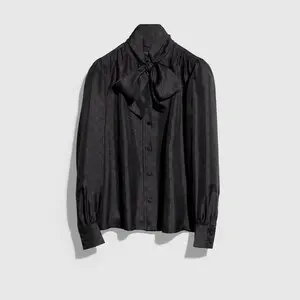 Gucci Printed Silk Twill Shirt With Bow Detail - Black