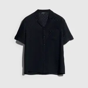 Gucci Gg Silk Jacquard Bowling Shirt - Blue