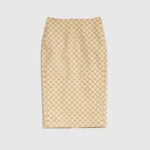Gucci Gg Cotton Canvas Midi Skirt - Beige