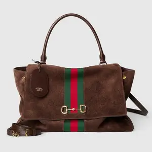 Gucci Paparazzo Large Top Handle Bag Suede - Brown