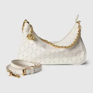 Gucci Lady Lunetta Small Shoulder Bag With Chain Leather - White