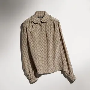 Gucci Printed Silk Crêpe De Chine Shirt With Ruffled Collar
