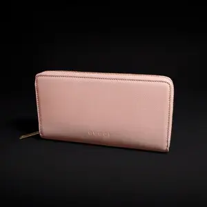 Gucci Zip Around Wallet With Lettering Leather