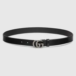 Gucci Gg Marmont Thin Leather Belt - Black