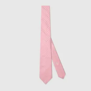 Gucci Interlocking G Silk Jacquard Tie - Pink