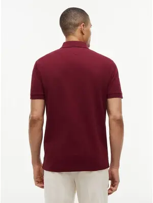 Tommy Hilfiger Regular Fit Signature Flag Stripe Polo - Burgundy
