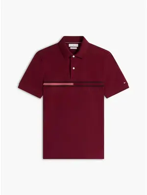 Tommy Hilfiger Regular Fit Signature Flag Stripe Polo - Burgundy