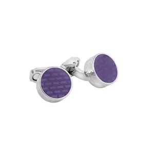 Tateossian Silver / Purple Thompson Brick Cufflinks In Rhodium Plated With Lilac Enamel - Silver/purple