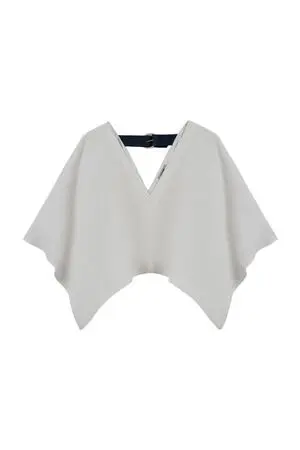 NOCTURNE Belted V-neck Blouse - White