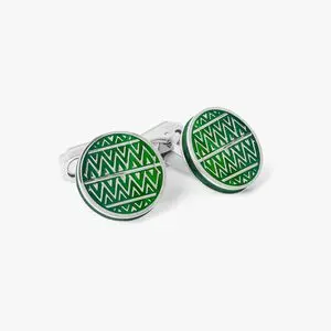 Tateossian Silver / Green Thompson Cairo Cufflinks With Green Enamel - Silver/green