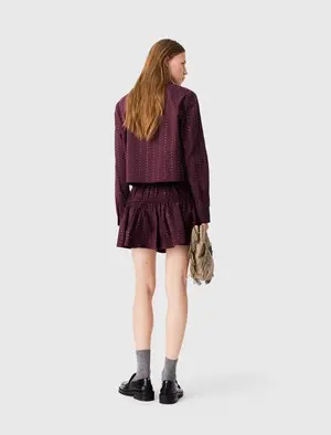 Maje Short Rhinestone Cotton Skirt