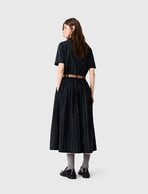 Maje Long Rhinestone Cotton Skirt