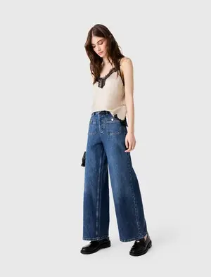 Maje Wide-leg Jeans With Patch Pockets