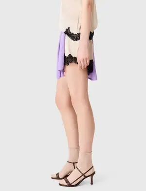 Maje Satin Shorts With Lace Details