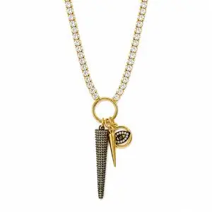 Persia Donà Jewelry Tennis Chain Necklace With Spike And Evil Eye Charms - Gold