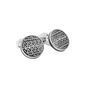 Tateossian Black / Silver Thompson Cairo Cufflinks With Grey Enamel - Black/silver