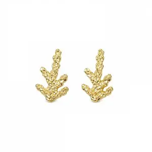 MOTHER NATURE JEWELRY Handmade Sterling Silver Juniper Branch Stud Earrings - Gold