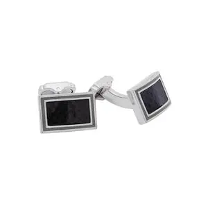 Tateossian Silver / Black Thompson Carbon Enhance Cufflinks In White Bronze Plated With Black Carbon Fibre - Silver/black