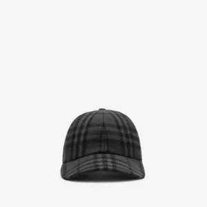 Burberry Check Wool Baseball Cap - Iron Grey