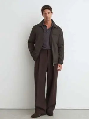 REISS Bernardi Technical Padded Zip-through Jacket - Dark Brown