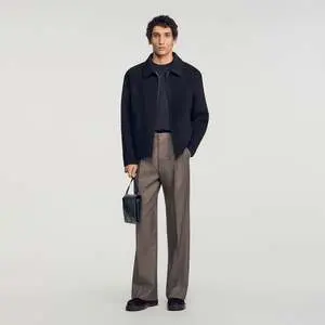 Sandro Double-faced Wool Zip-up Jacket - Black