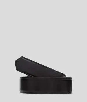Karl Lagerfeld Smooth Leather Belt With Gold-tone Logo Buckle