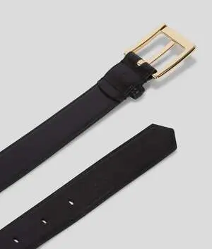 Karl Lagerfeld Smooth Leather Belt With Gold-tone Logo Buckle