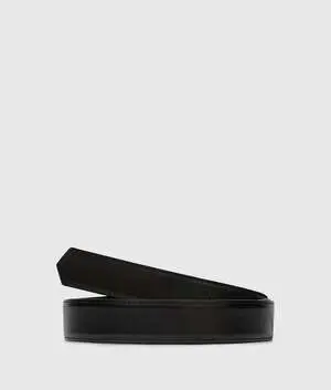 Karl Lagerfeld Classic Leather Belt With Engraved Buckle - Black/gold