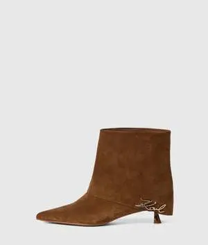 Karl Lagerfeld Pasha Fold-down Suede Ankle Boots - Brown