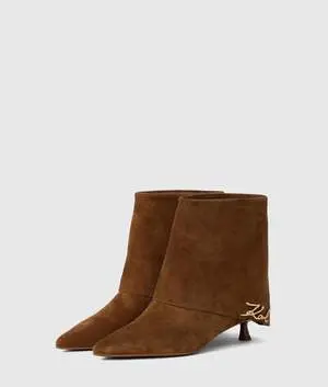 Karl Lagerfeld Pasha Fold-down Suede Ankle Boots