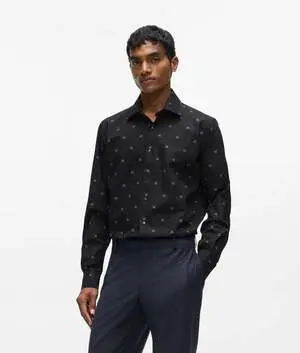 Karl Lagerfeld All-over Monogram Shirt - Black Structure