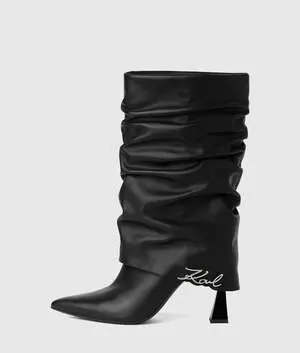 Karl Lagerfeld Debutante Midi Slouch Boots - Black
