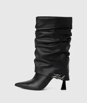 Karl Lagerfeld Debutante Midi Slouch Boots - Black