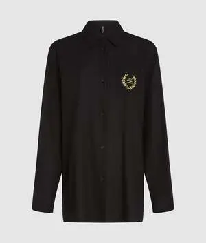 Karl Lagerfeld Long-sleeved Crest Logo Shirt - Black