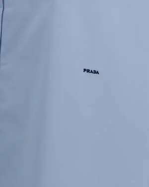 Prada Oversized Shirt With Pocket And Embroidered Logo - Light Blue